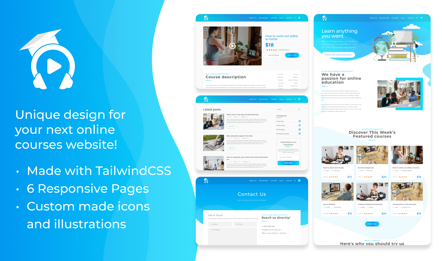 Masterclass, a premium Tailwind CSS online courses template